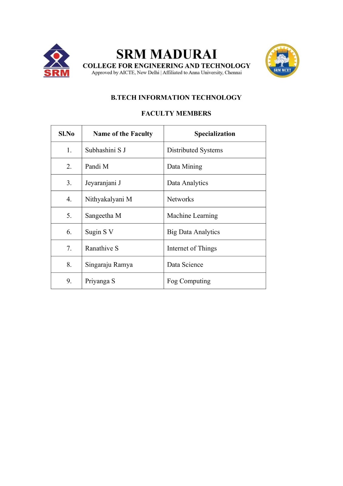 Vision and Mission - SRM MCET